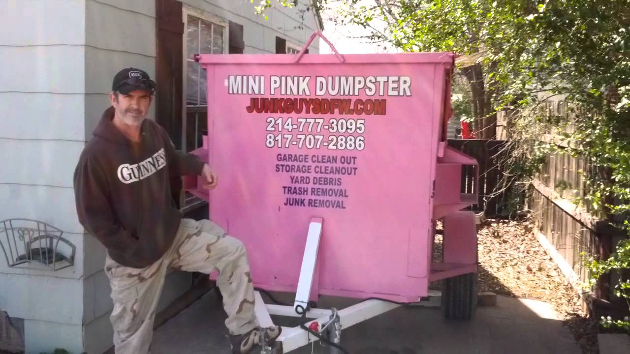 Pink mini dumpster delivered in fort Worth $150 - YouTube