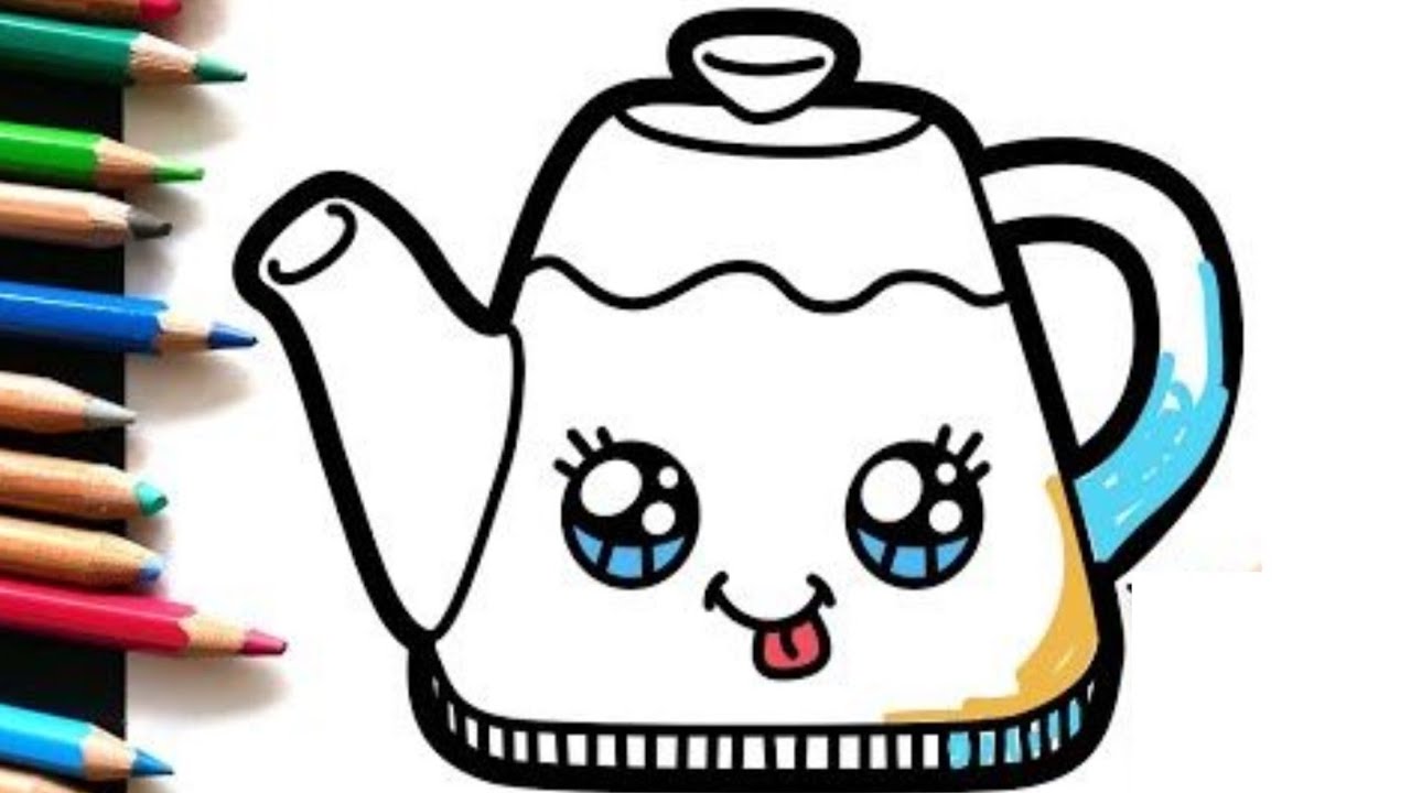 Tea Pot Drawing For Kids | How To Draw Tea Cattle #kids - YouTube