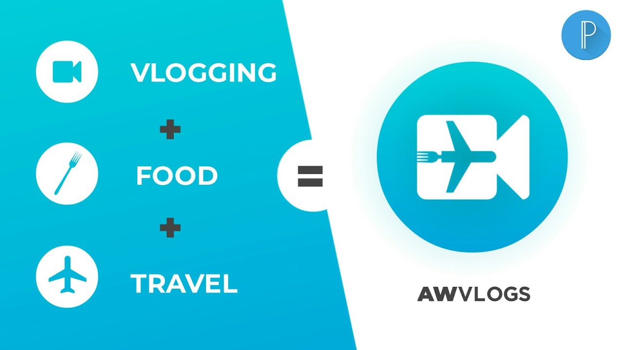 How to make vlogging + food + traveling logo on pixellab | make logo ...