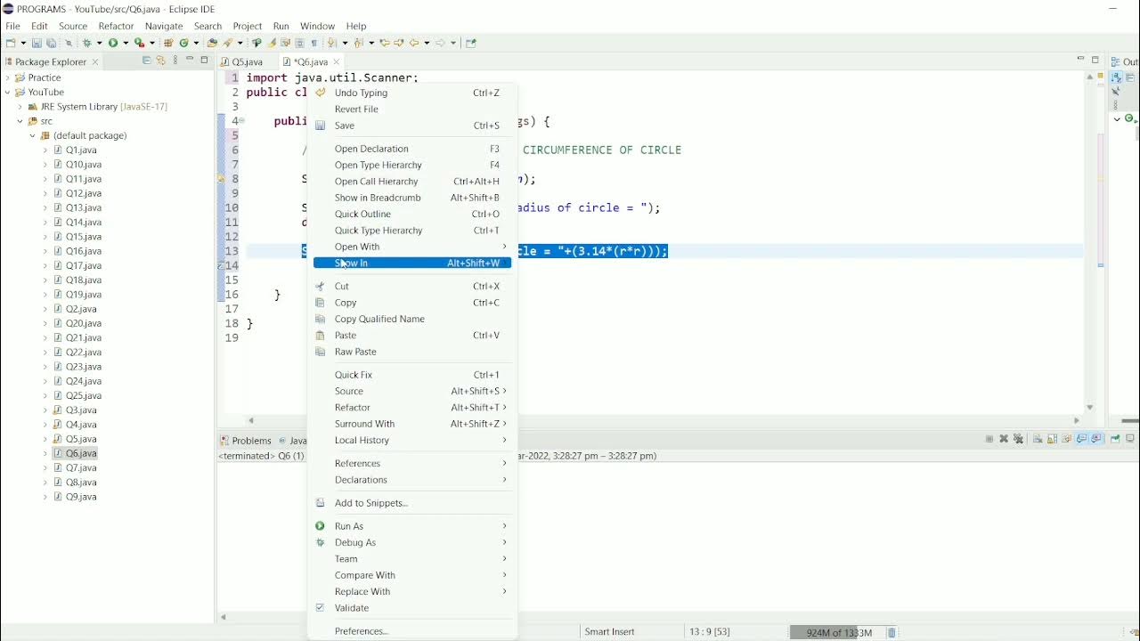|| 6 || Circle Area and Perimeter Java Program | Java program to calculate area and perim. of ...