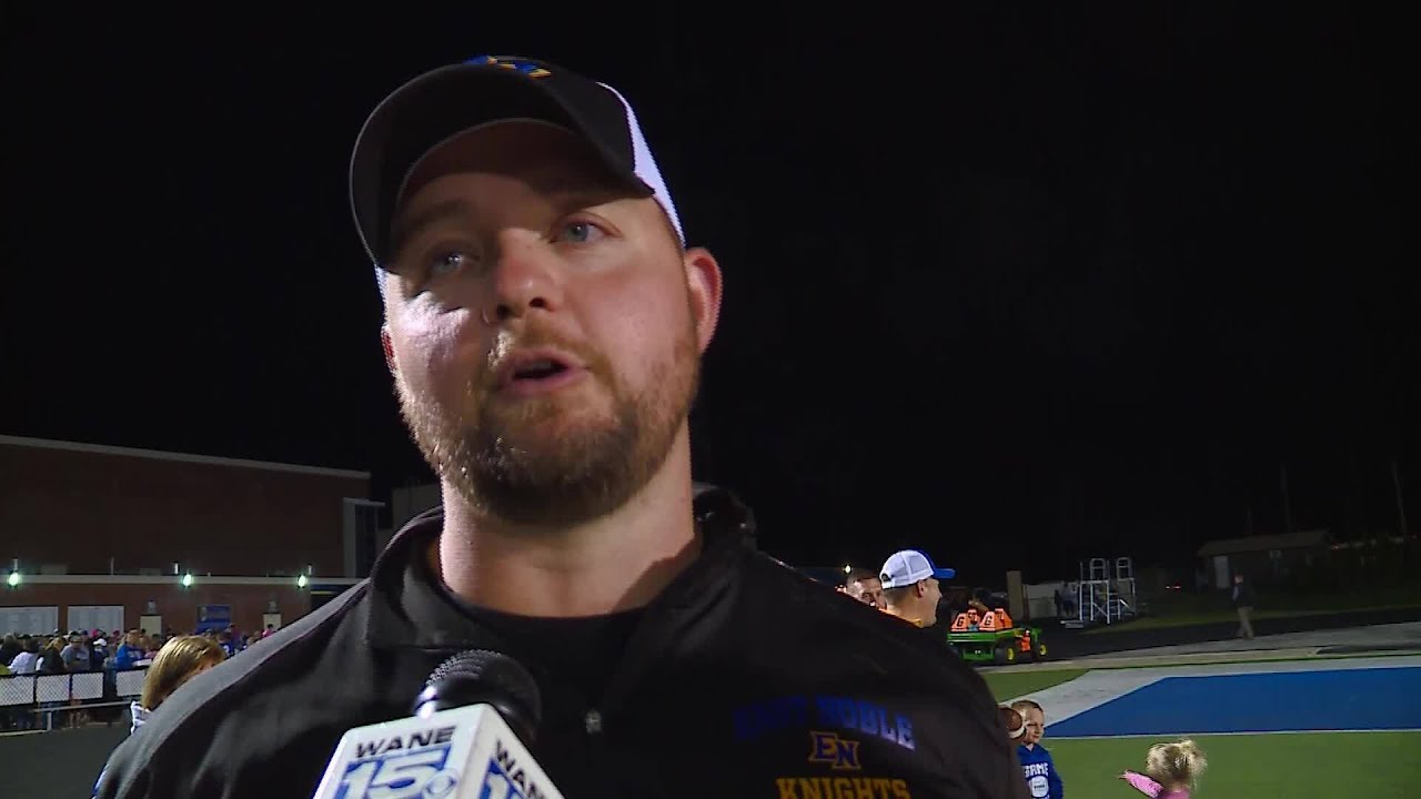 East Noble head football coach Alex Stewart postgame interview 10/4 ...