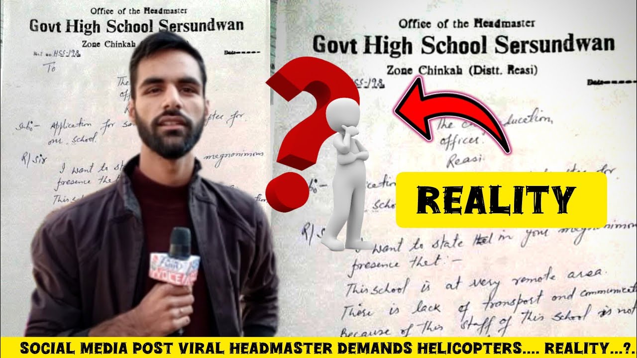Social Media Post Viral Headmaster Demands Helicopters.... Reality ...
