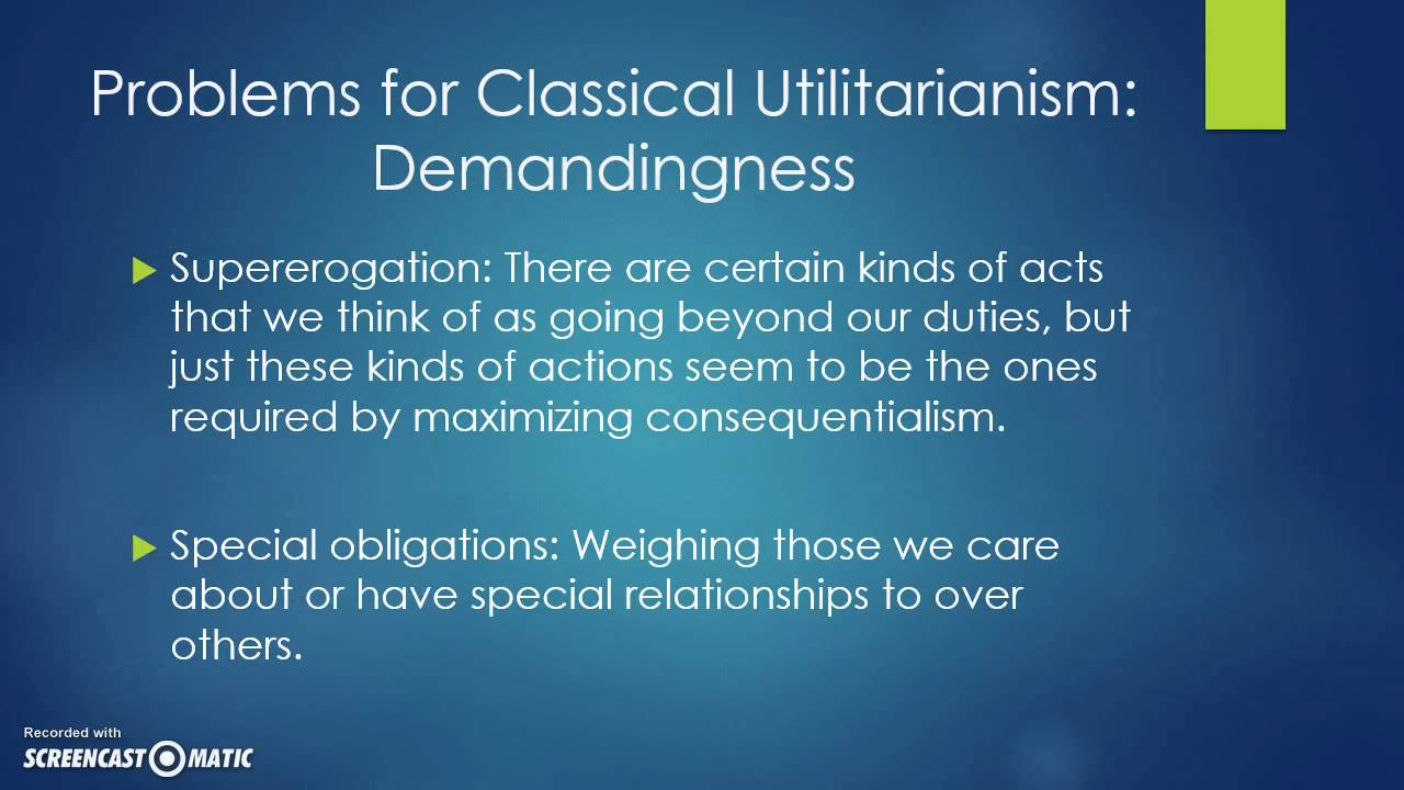 Problems for Classical Utilitarianism - YouTube