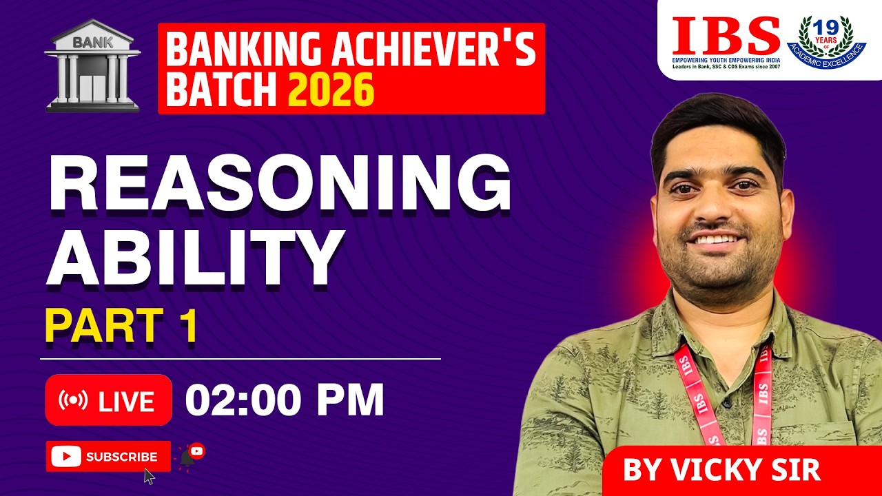 LIVE 02 :00 PM || BANKING ACHIEVER'S BATCH 2026 || REASONING ABILITY ...