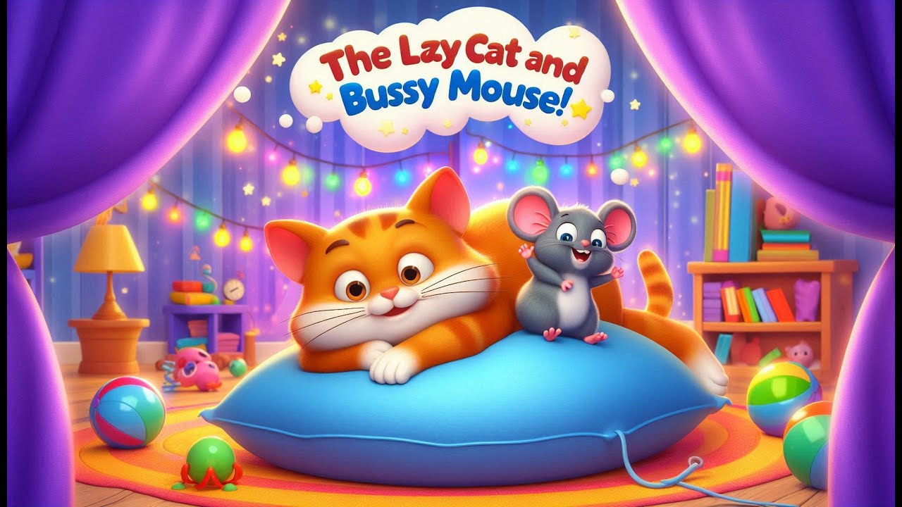 The Lazy Cat and the Busy Mouse | A Fun Story Song for Toddlers | Learn ...
