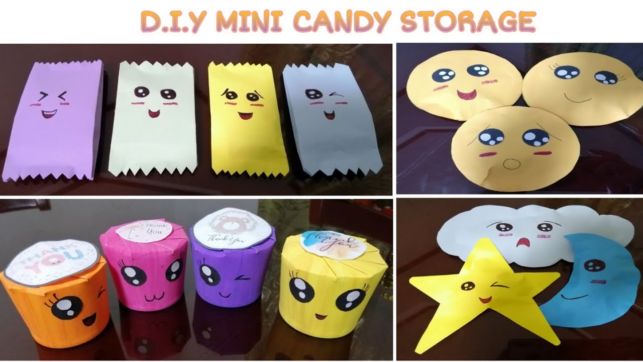 DIY MINI CANDY STORAGE USING COLORED PAPER AND PAPER CUPS - YouTube