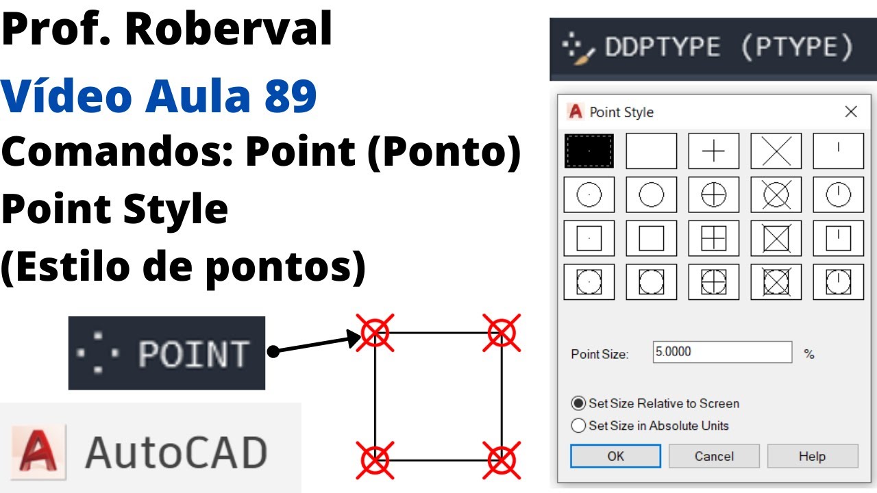 Aula 89 - Comandos: Point (Ponto) e Point Style (Estilo de pontos) no ...