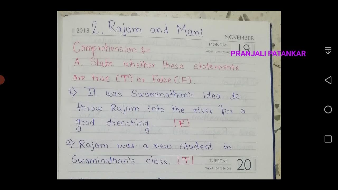 Class 8 LR Chapter 2 Rajam and Mani Questions and answers - YouTube