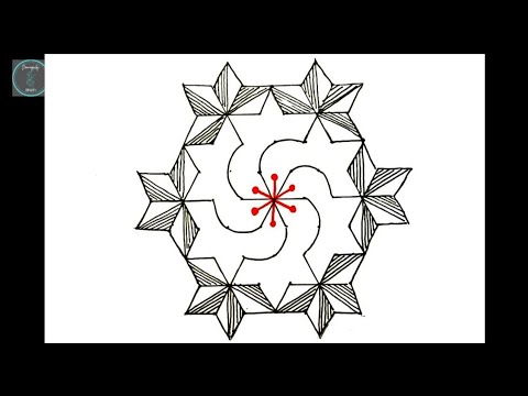 9*5 Dots 3D Rangoli || Easy Kolam || Symmetrical Rangoli with Dots ...