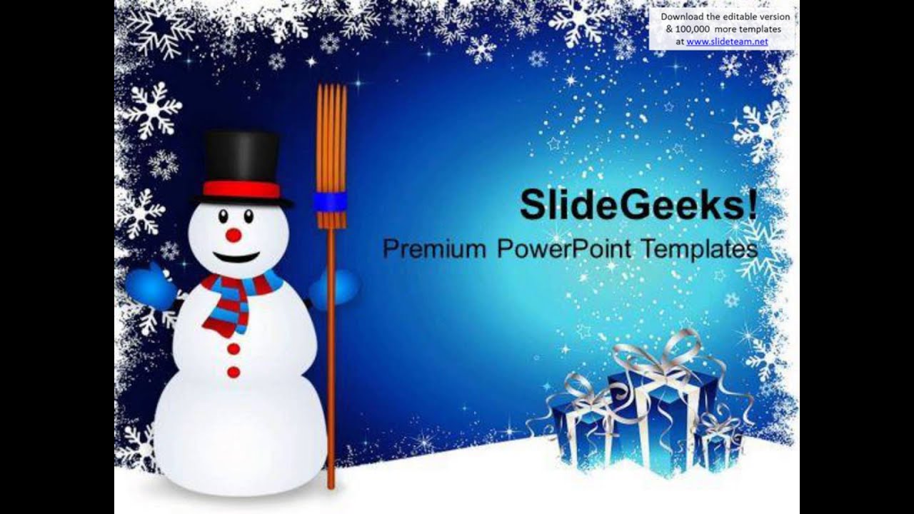 snowman with broom on christmas powerpoint templates ppt backgrounds ...