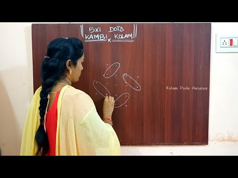 Kolam Tutorial #121: Must Try Sikku Kolam Design with 5x1 Dots | Easy ...
