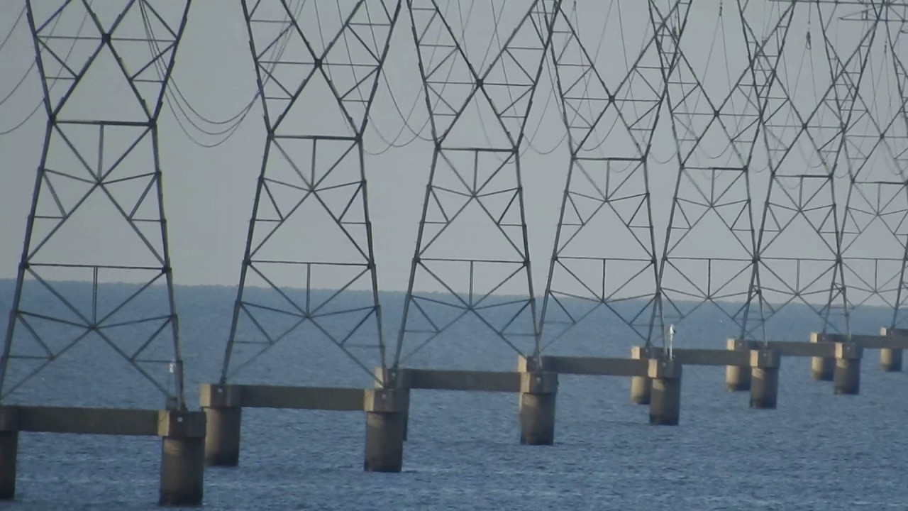 Driving East To West Past Lake Pontchartrain Transmission Lines (Zoom ...