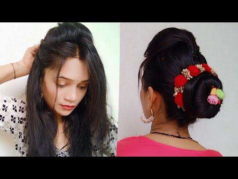 अंबाडा / जुडा हेअर स्टाईल 🌼l पार्टी हेअर स्टाईल l Hair Styles for Long ...