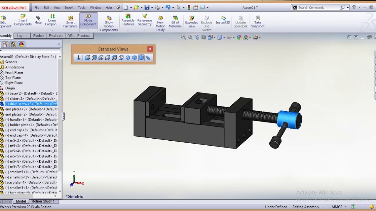 Assembly of a Bench vice by using solidworks... - YouTube