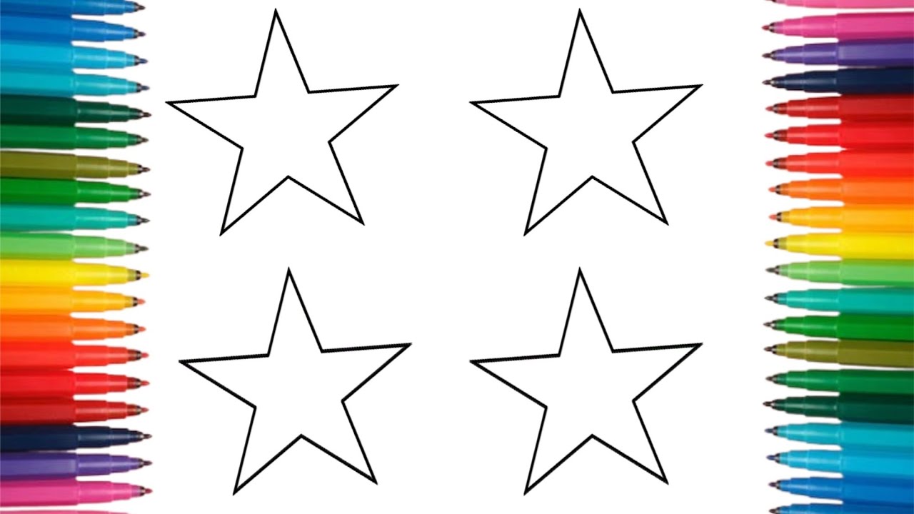Colorful stars. Painting a child's drawing. Coloring stars for kids ...