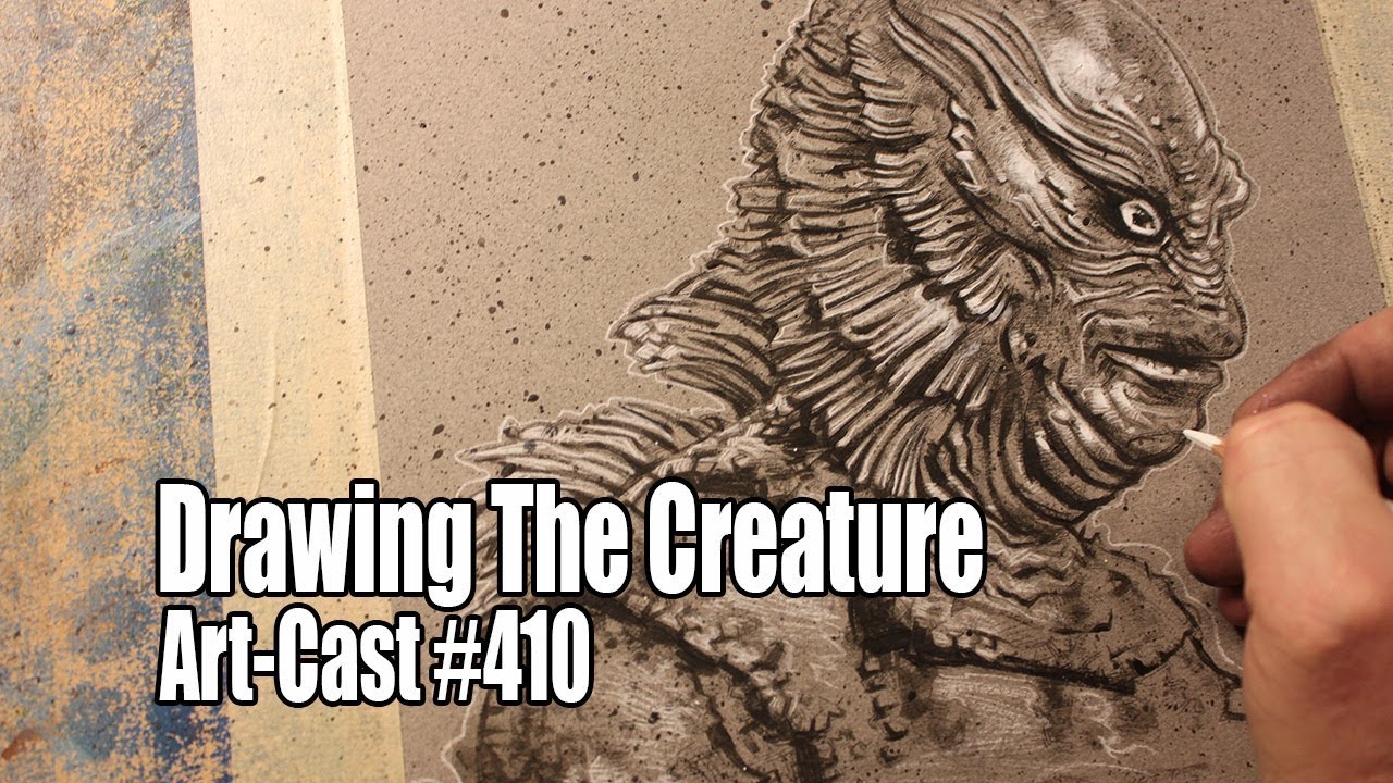 Drawing The Creature From The Black Lagoon / Art Tutorial - YouTube