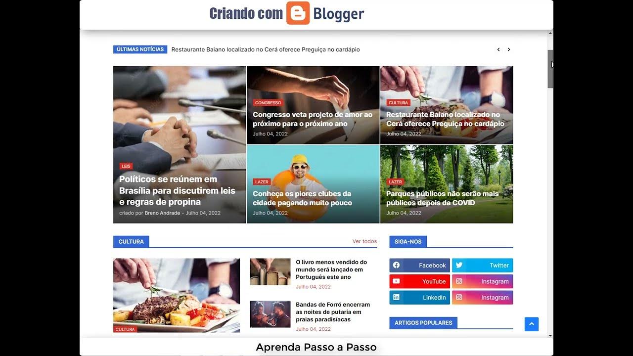 Como Criar um Blogger de Noticias com Layout Profissional Passo a Passo ...