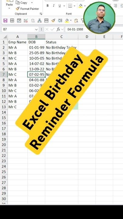 Check Birthdays in Excel? 🎂 | Excel Birthday Reminder Formula # ...