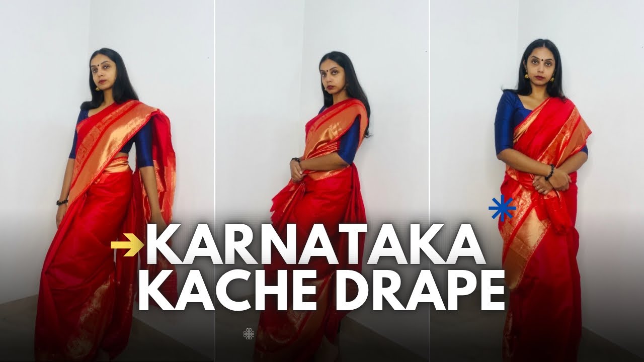 Karnataka Kache Saree Draping | Powerful & Traditional Dhoti Style ...