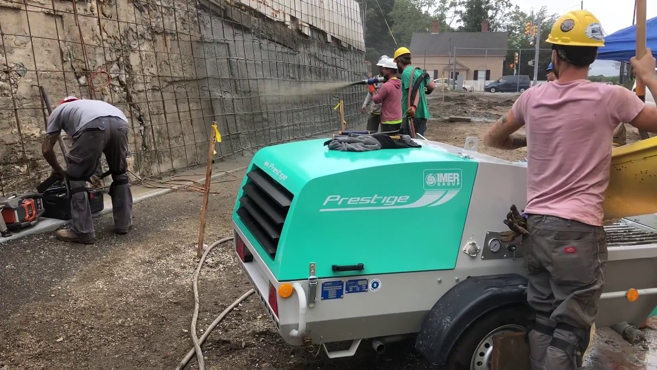 IMER Spraying shotcrete with IMER Prestige Pump with hi flow 60 12 ...