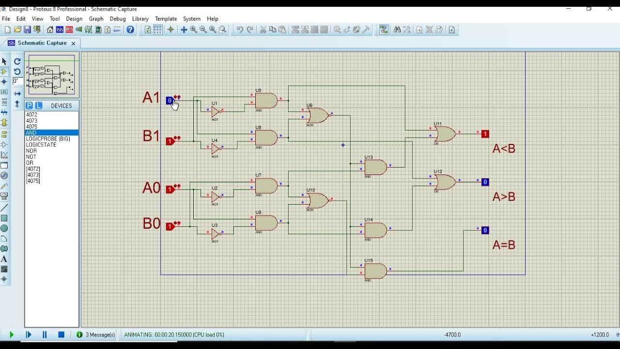 Design of a 8x3 Encoder & 2bit comparator & 4x1 Multiplexer in Proteus - YouTube