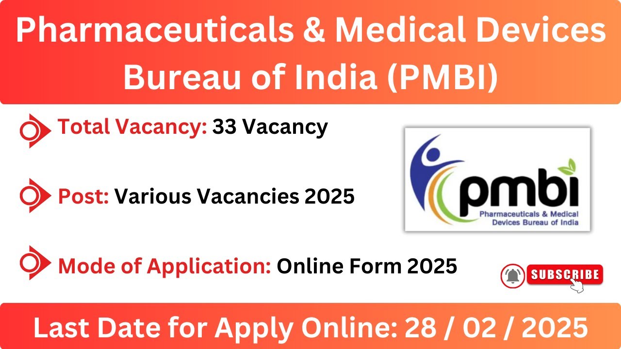 Pharmaceuticals & Medical Devices Bureau of India (PMBI) Recruitment ...