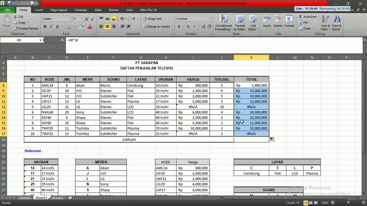 Pelajaran 10 - Kombinasi rumus Vlookup Hlookup dengan rumus Mid Right ...