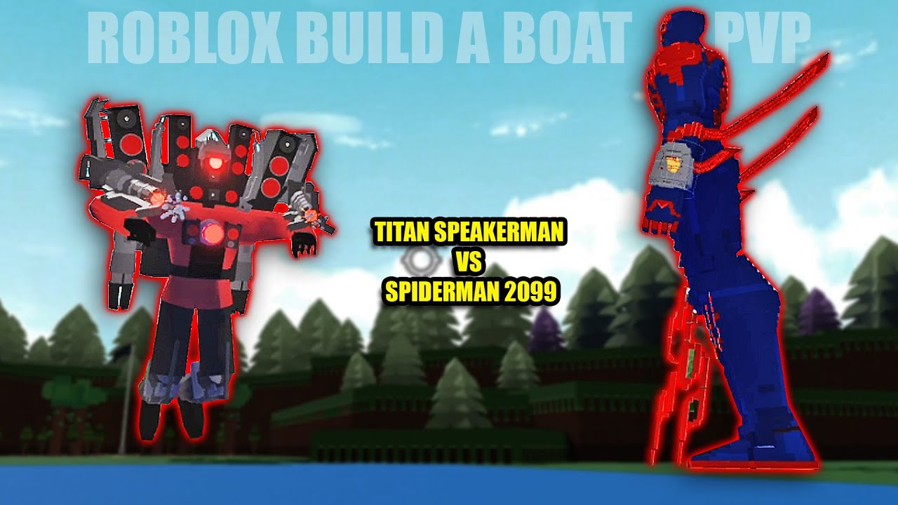 EPIC BATTLE! Titan Speaker Man vs Spider-Man 2099 Miguel O'Hara! Roblox ...