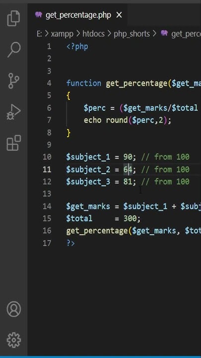 Find percentage of three subjects - PHP script #short - YouTube