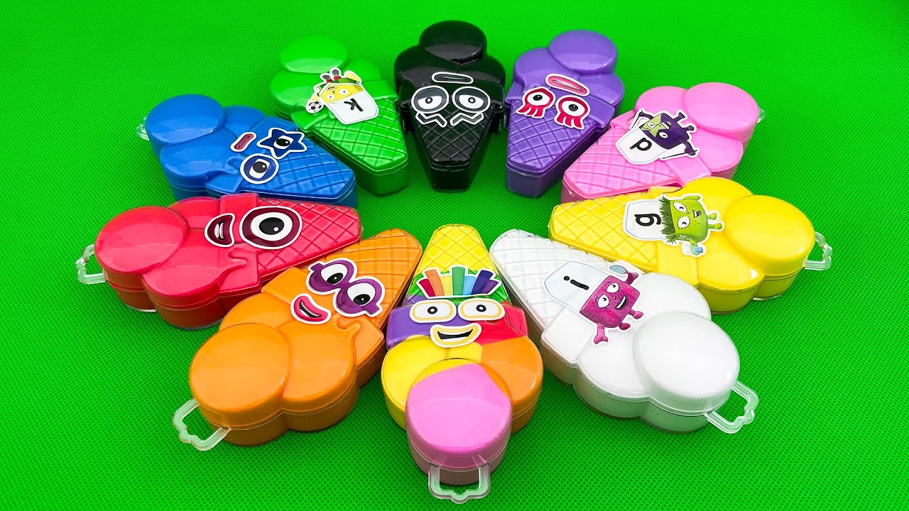 Rainbow SLIME: HUNTING Numberblocks, Alphablocks in Colorful Ice Cream ...