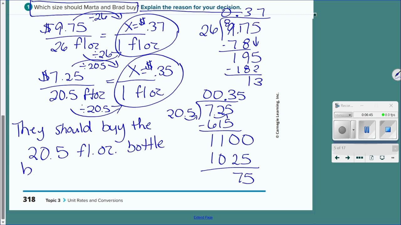 KMS 6th Grade Math - Module 2, Topic 2, Lesson 3 - Unit Rates - YouTube