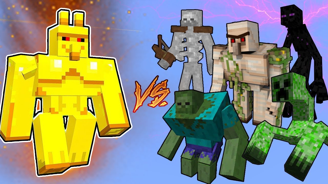 Gold Golem Vs. Mutant Monsters in Minecraft - YouTube