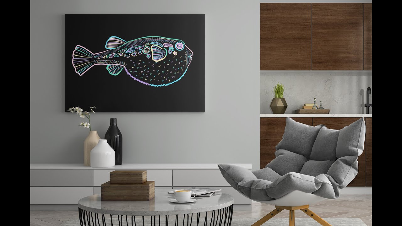 #229 Puffer Fish • Neon Sea Creatures Series • Digital Illustration ...