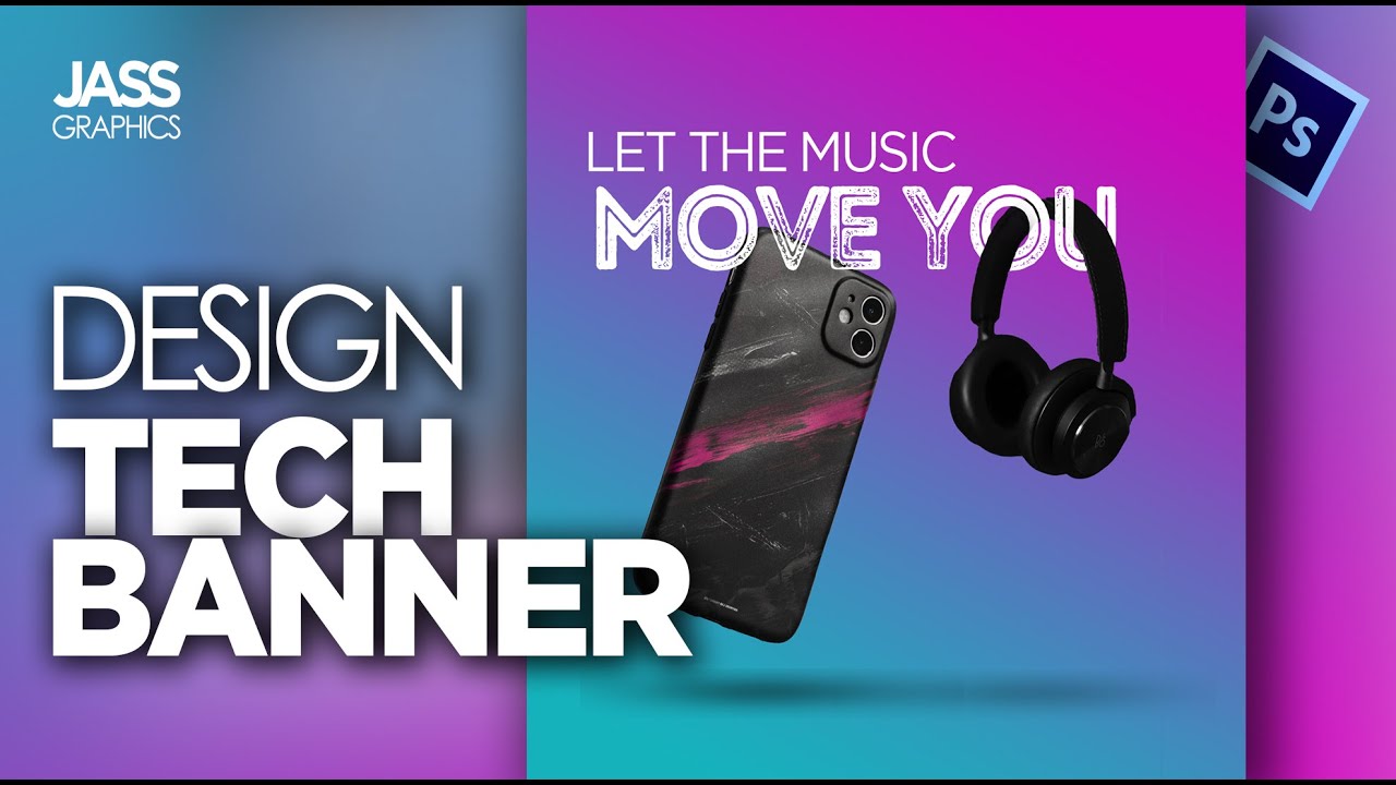 Design Trendy Tech Banner in photoshop. - YouTube