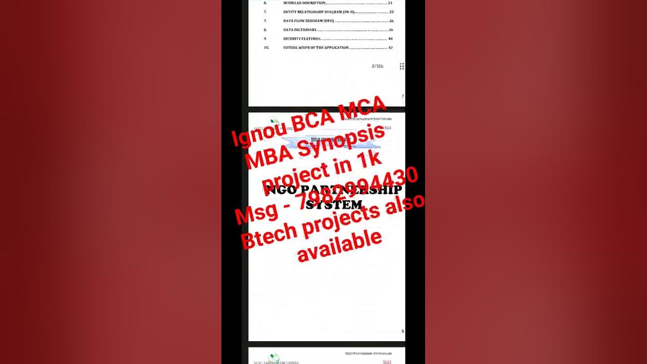 IGNOU BCA MCA Synopsis Project report | Btech projects report #ignou #bca #mca #btech #project ...