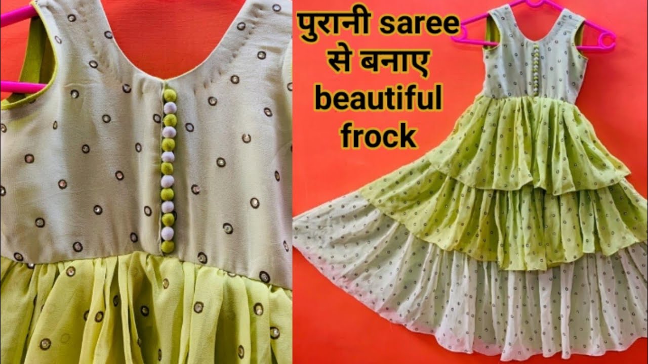 Layered frock cutting and stitching/ 4 year baby layer frock step by ...