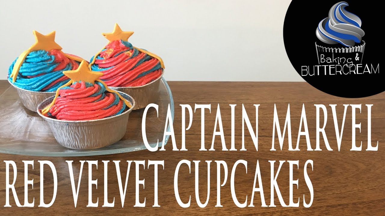 How To Make Captain Marvel Cupcakes! - YouTube