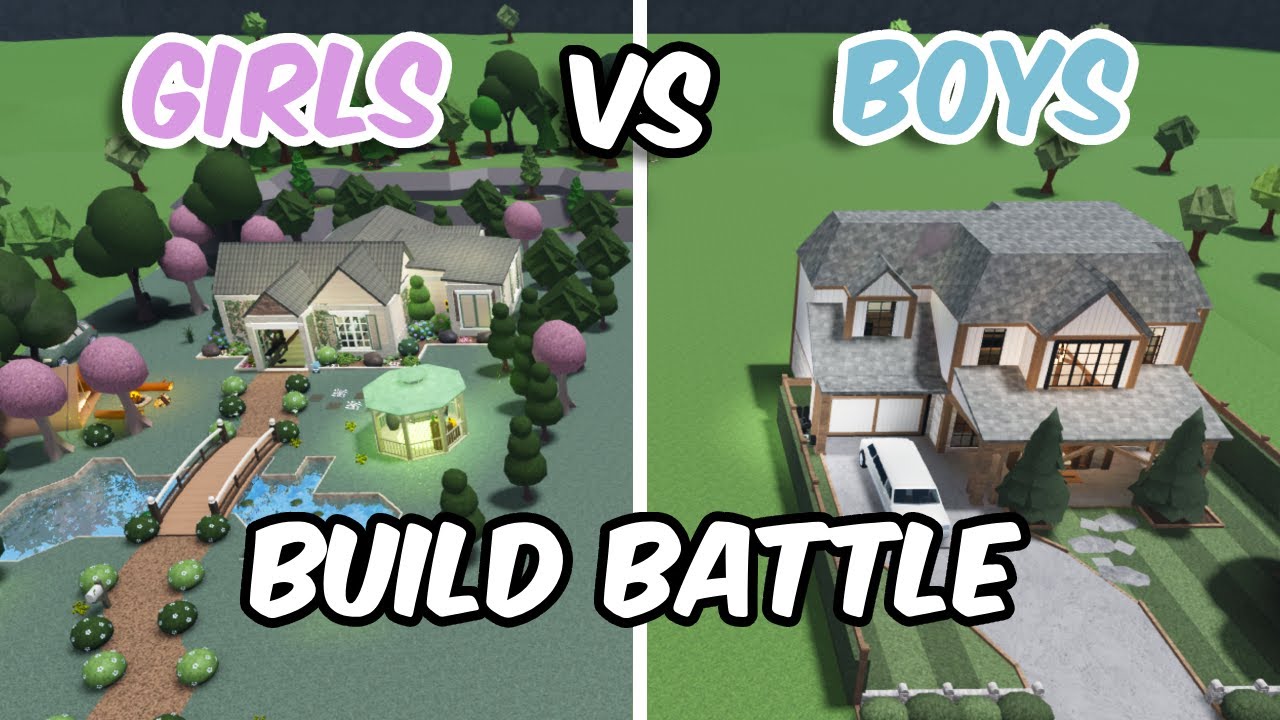 BOYS VS GIRLS HOUSE BUILD BATTLE in BLOXBURG... - YouTube