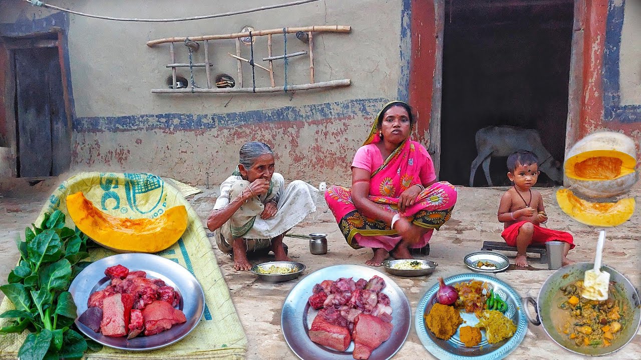In rural areas, grandma and mothers cook PORK with PUMPKIN| traditional ...
