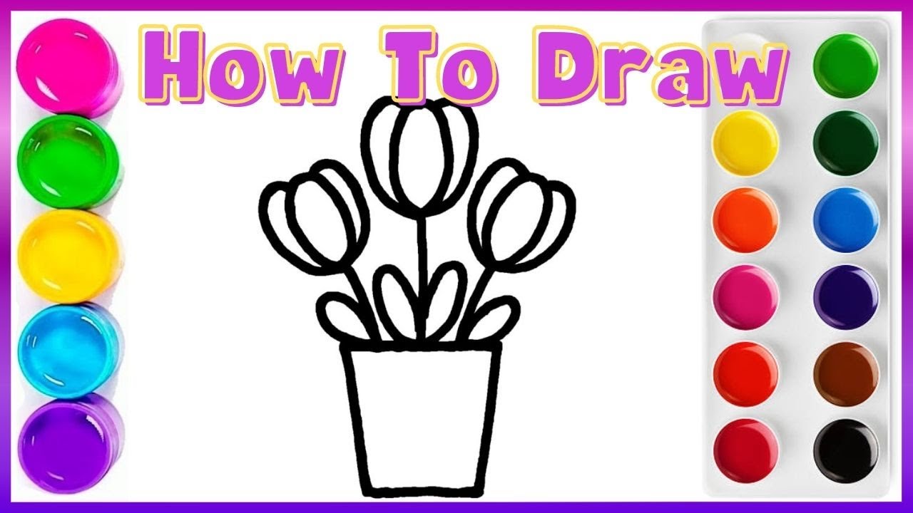 bolalar uchun kamalak ranglari bilan gullarni chizish how to draw ...