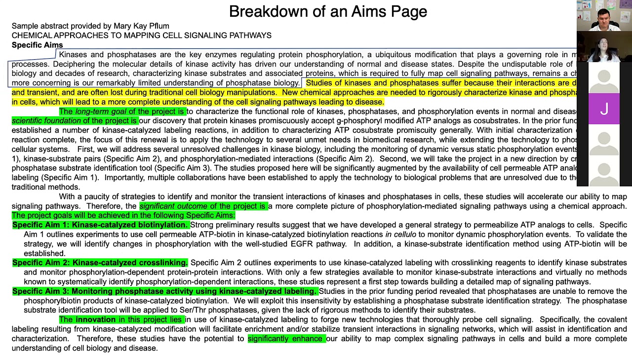 Lecture 05: May 28 2020: Writing Specific Aims page by Prof. Mary Kay ...