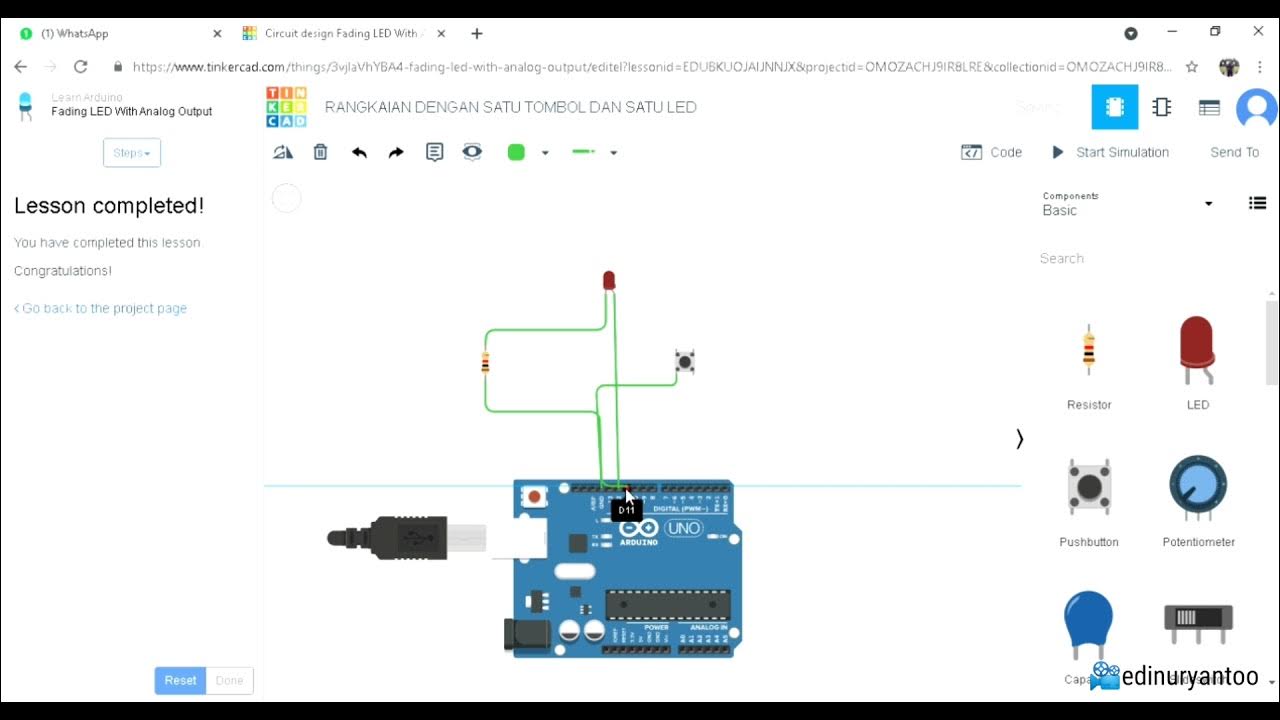 Rangkaian Sederhana Menggunakan Modul Arduino pada Aplykasi Tinkercad ...