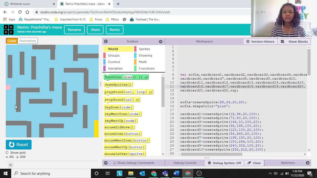 Sofia in maze land, Whitehat jr project - YouTube