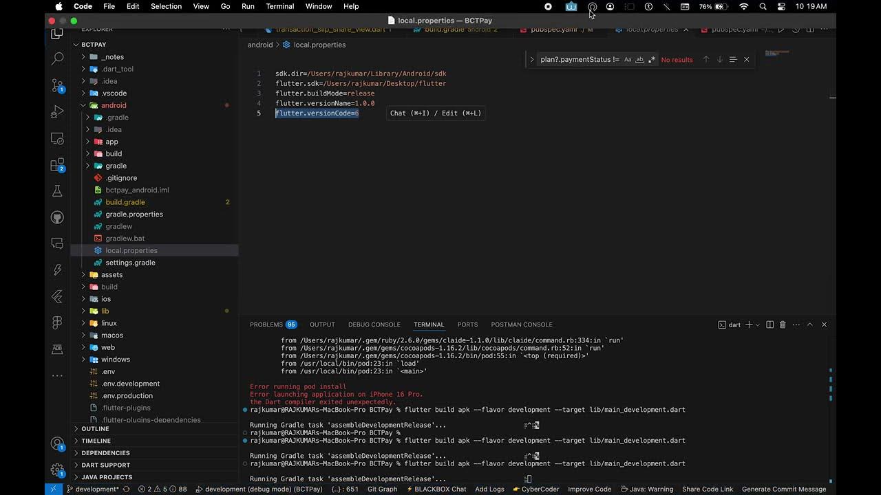 See how versionCode changed while changing in pubspec.yaml in flutter - YouTube