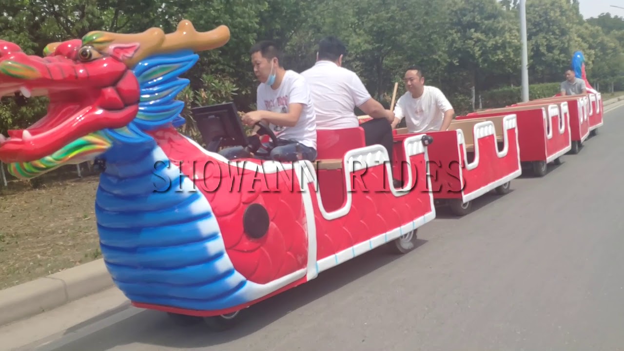 amusement park Dragon Boat Festival electric trackless train rides for ...