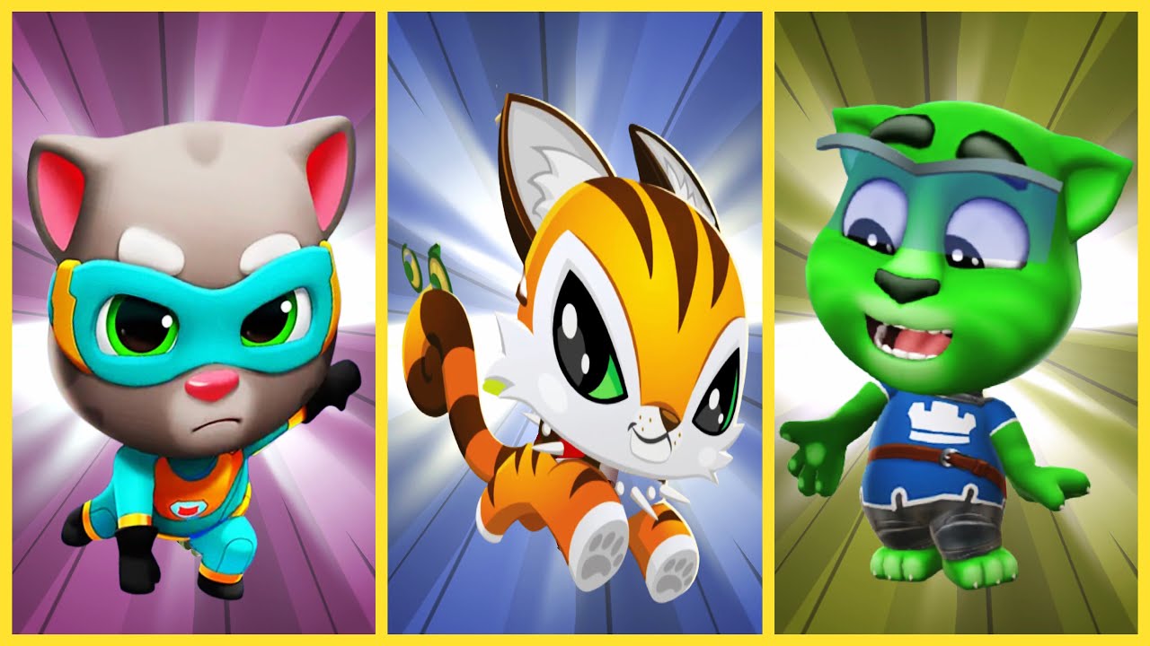 Talking Tom Hero Dash vs Dash Tag Fun Endless Runner vs My Talking Tom ...