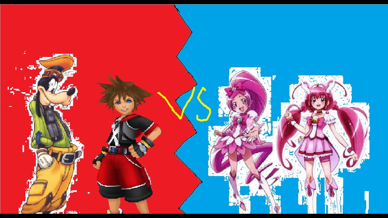 Mugen Sora & Goofy vs Cure Blossom & Cure Happy - YouTube