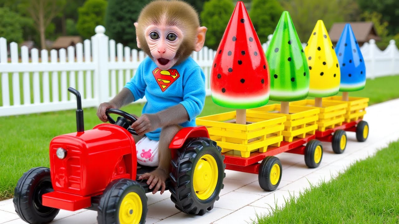 Monkey Baby Bon Bon makes rainbow candy and plays with the monkey in ...