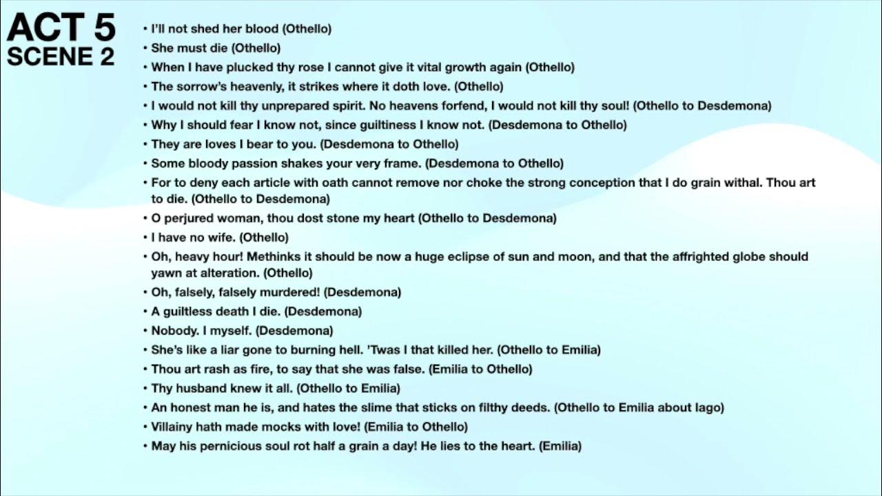 Othello - Important Quotes from Act 5 - YouTube
