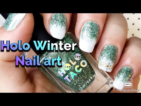 💿HOLO TACO WINTER GRADIENT NAIL ART DESIGN💿VINTERNAGLAR❄